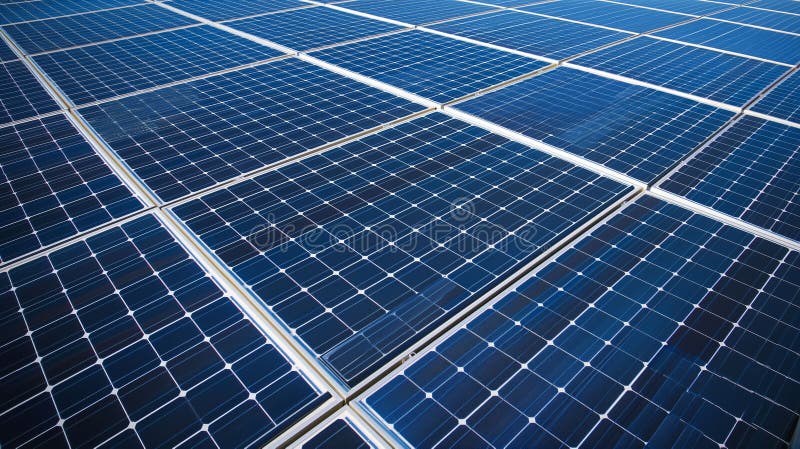 Expansive Solar Panel Array with a Clear Blue Sky, Showcasing Renewable ...