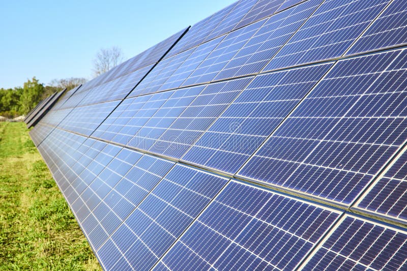 Expansive Solar Panel Array in Rural Indiana with Low Angle Perspective ...