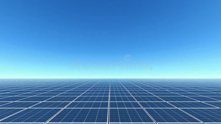 Expansive Solar Panel Array Under Clear Blue Sky Captured in Eco ...