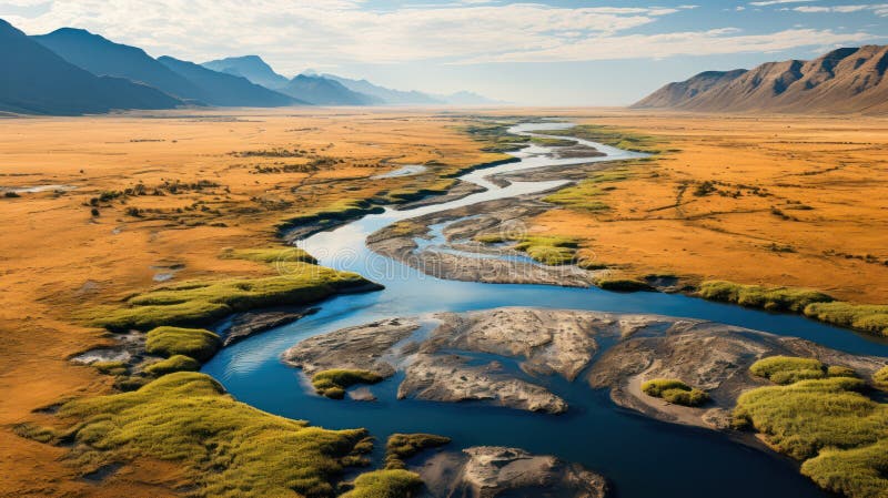 The Expansive Tapestry of the River S Course. Generative AI Stock ...