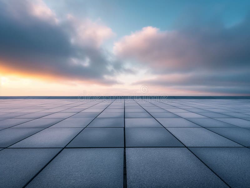 Expansive Tiled Surface at Sunset Stock Image - Image of outdoor ...