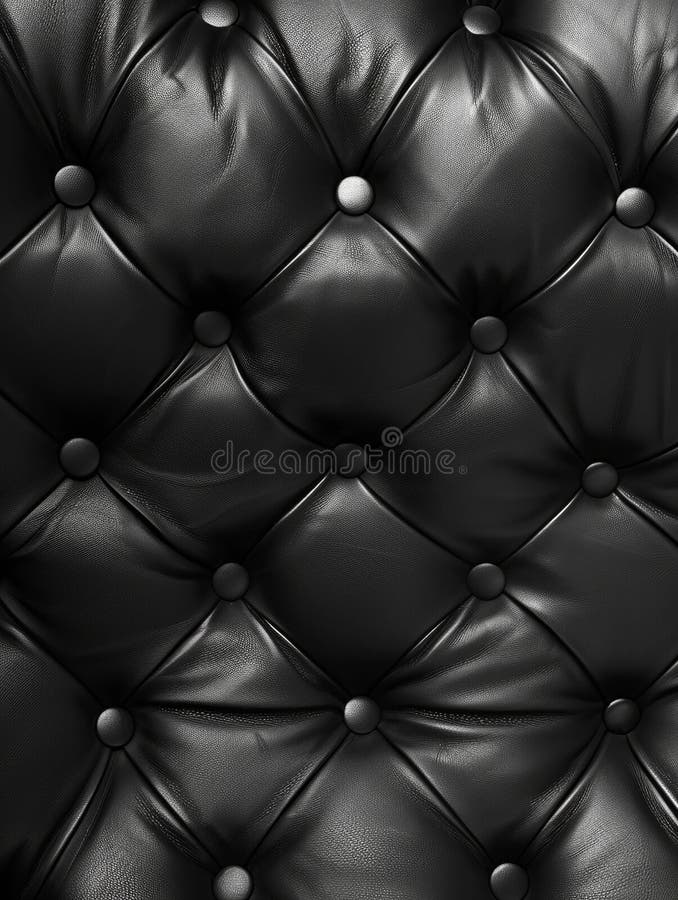 Expansive Tufted Black Leather Surface with a Plush and Inviting ...