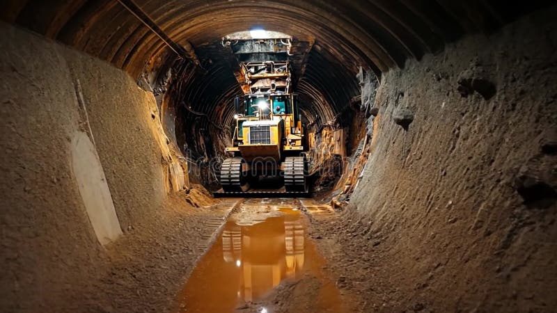 An Expansive Underground Mining Tunnel Reveals a Powerful Vehicle at ...