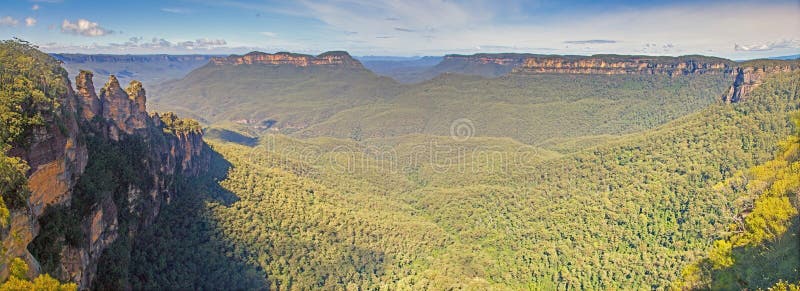 Expansive Valley View in Blue Mountains with Dense Forest, Dramatic ...