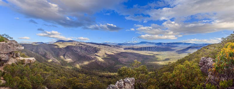 Expansive Valley View in Blue Mountains with Dense Forest, Dramatic ...