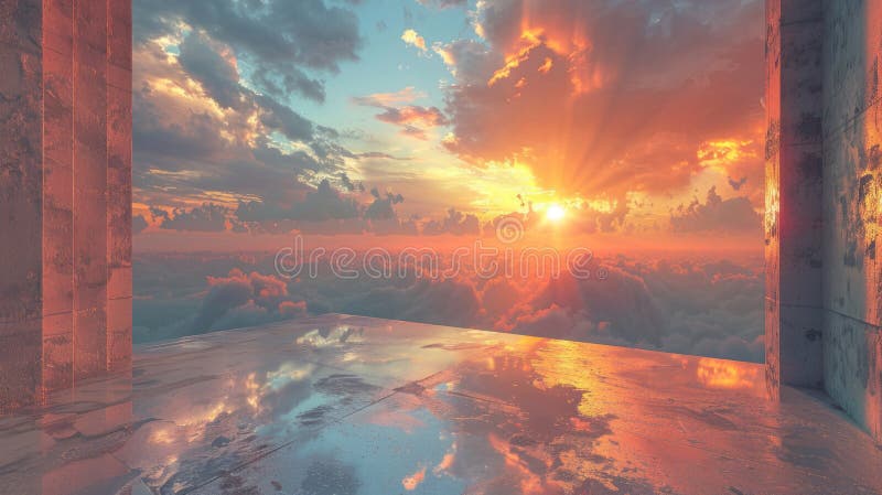An Expansive View of a Breathtaking Sunset from a High Vantage Point ...
