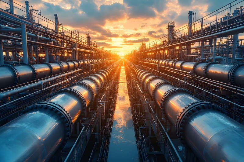Industrial Pipeline Infrastructure at Sunset - Energy and Engineering Concept for Innovation and ...