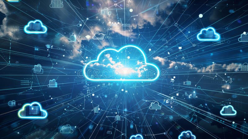 An Expansive View of Interconnected Cloud-based Storage Solutions Stock ...
