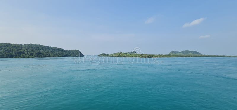 Expansive View between Island, Sky and Sea Stock Photo - Image of ...