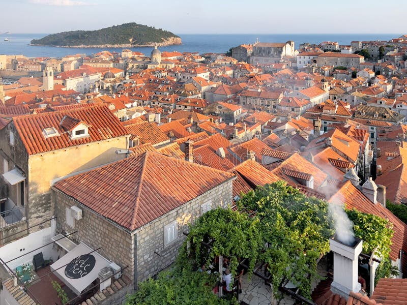 Expansive View of the Old Town of Dubrovnik, Croatia, from the Rooftop ...