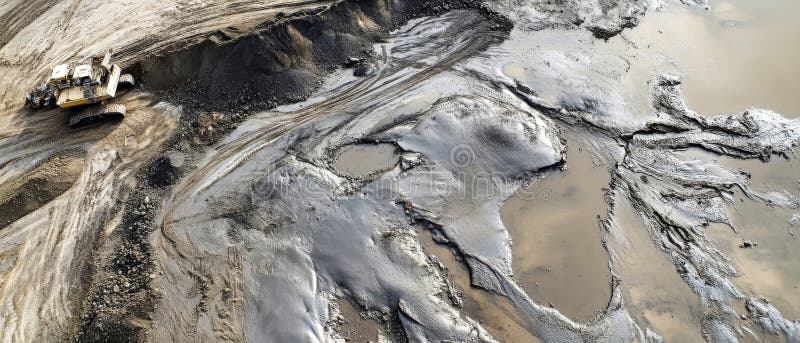 Expansive View of Opencast Coal Mining Site Highlighting Machinery and ...