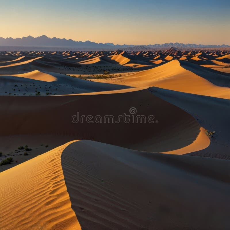 An Expansive View of Rolling Desert Dunes Under a Brilliant, Cloudless ...