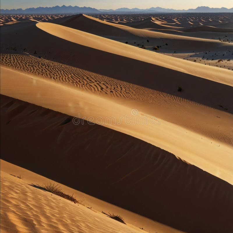 An Expansive View of Rolling Desert Dunes Under a Brilliant, Cloudless ...