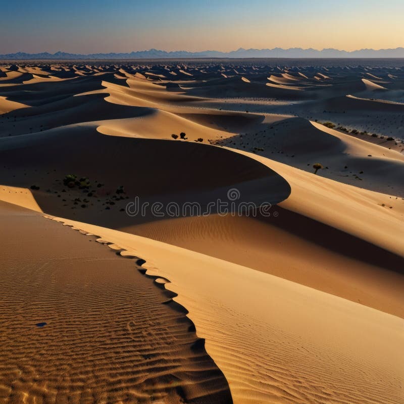 An Expansive View of Rolling Desert Dunes Under a Brilliant, Cloudless ...