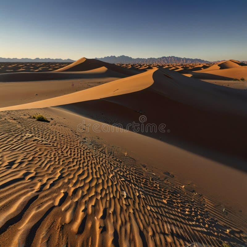 An Expansive View of Rolling Desert Dunes Under a Brilliant, Cloudless ...