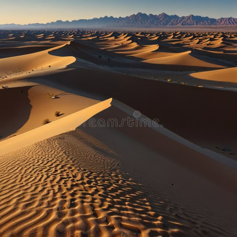 An Expansive View of Rolling Desert Dunes Under a Brilliant, Cloudless ...