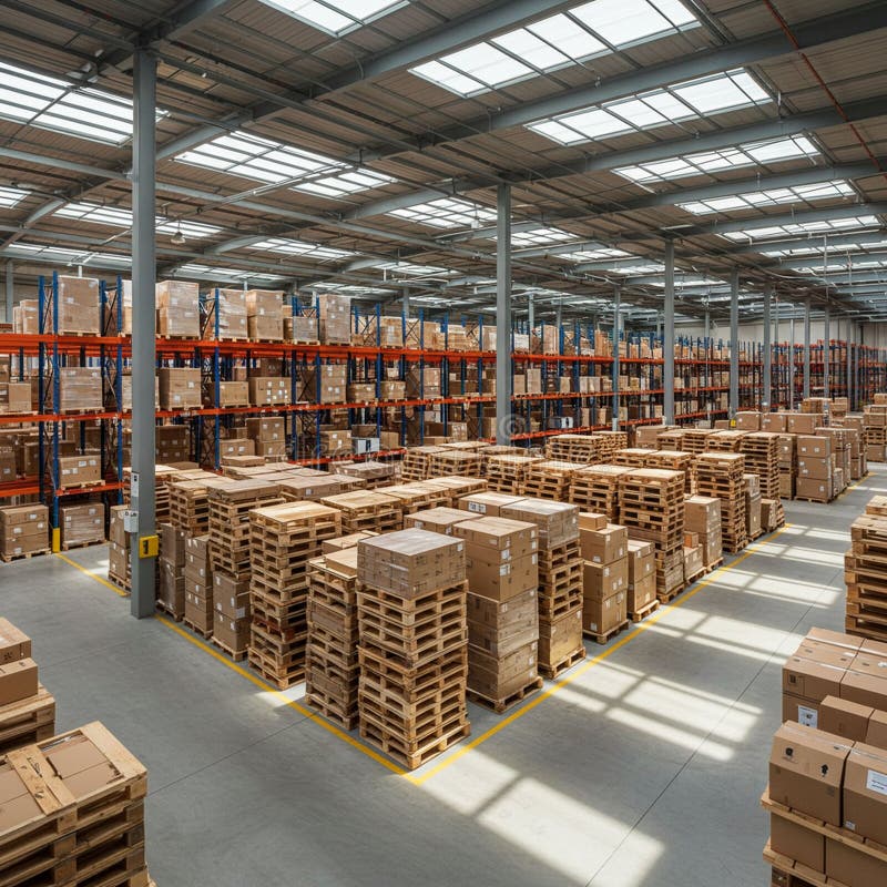 An Expansive Warehouse Interior with High Ceilings and Extensive ...