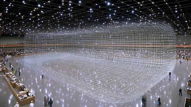 An Expansive White Wireframe Structure Inside a Large Modern Building ...