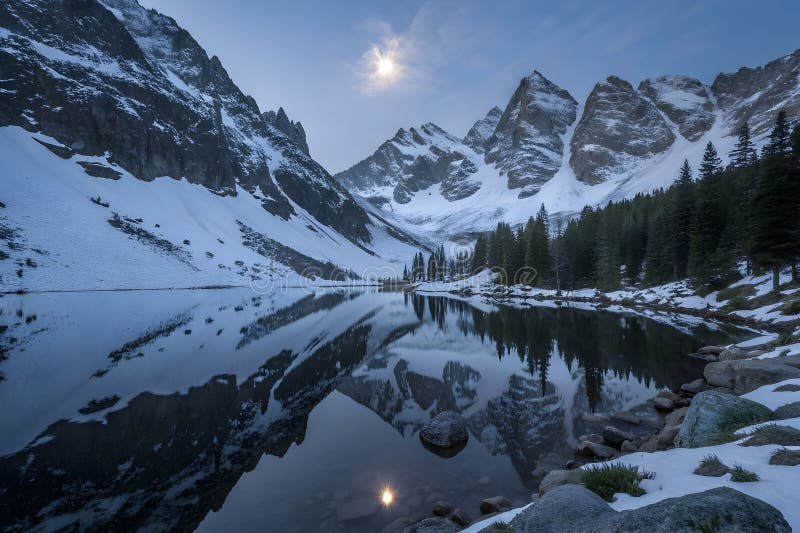 Pristine Snowscape Unveils Winter S Breathtaking Majestic Beauty. Stock Illustration ...