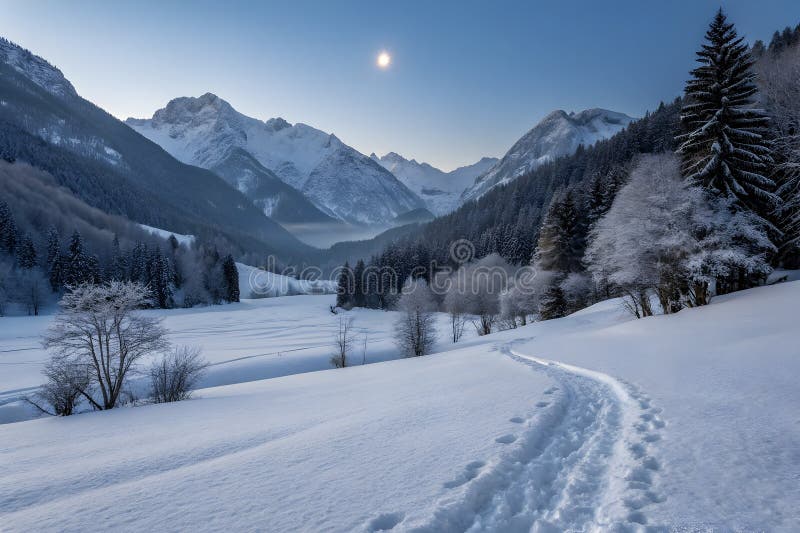 Pristine Snowscape Unveils Winter S Breathtaking Majestic Beauty. Stock ...