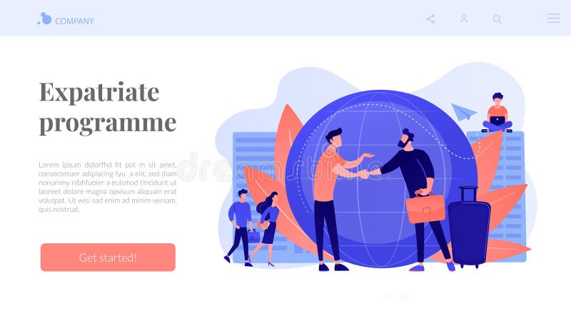 Expat Work Concept Landing Page Stock Vector - Illustration of career ...