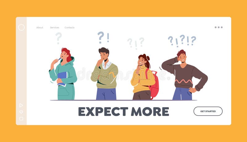 Expect More Landing Page Template. People Thinking Serious Tasks ...