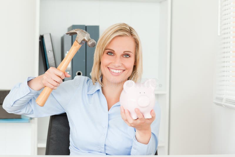 Expectantly Woman Wanting To Destroy Stock Image - Image of economize ...