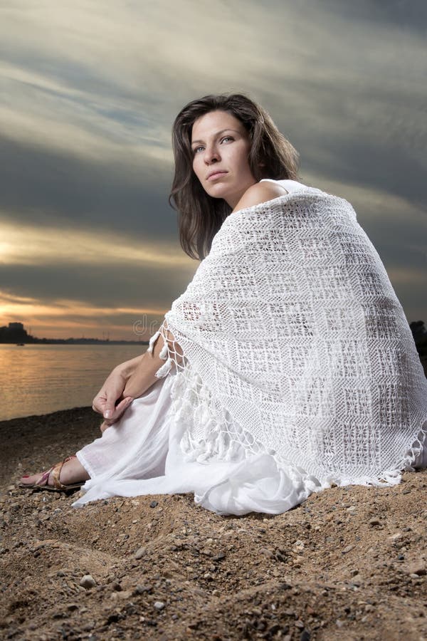 Expectation stock photo. Image of hair, shawl, looking - 26418598