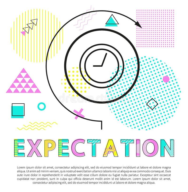 Expectation Banner with Clock Isolated on White Stock Vector ...