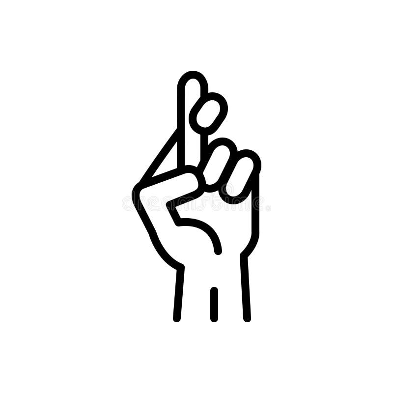 Black Line Icon for Expectation, Cross and Finger Stock Vector ...