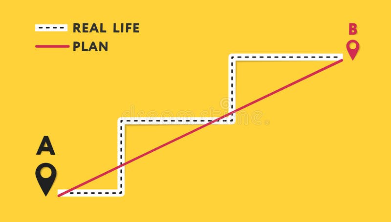 Plan Vs Reality. Vector Illustration with Copy Space. Stock Vector ...