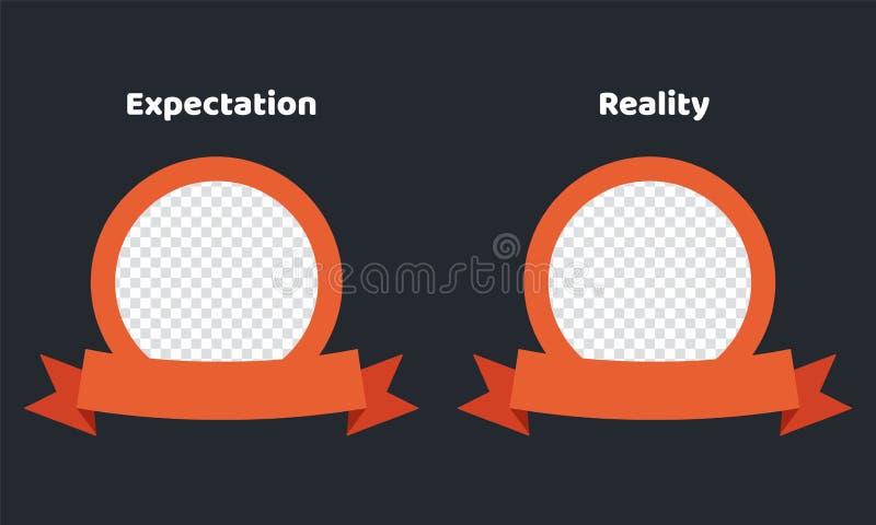 Expectation and Reality Template. Set Empty Circle Frame with Ribbon ...