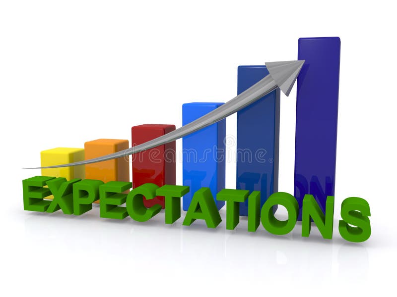 Expectations with Bar Graph on White Stock Illustration - Illustration ...