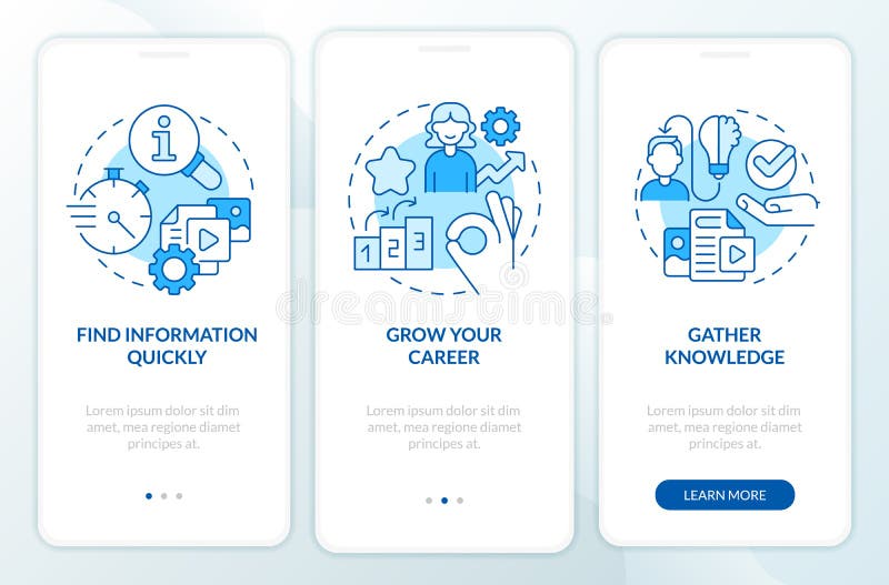 Expectations from Content Blue Onboarding Mobile App Screen Stock ...
