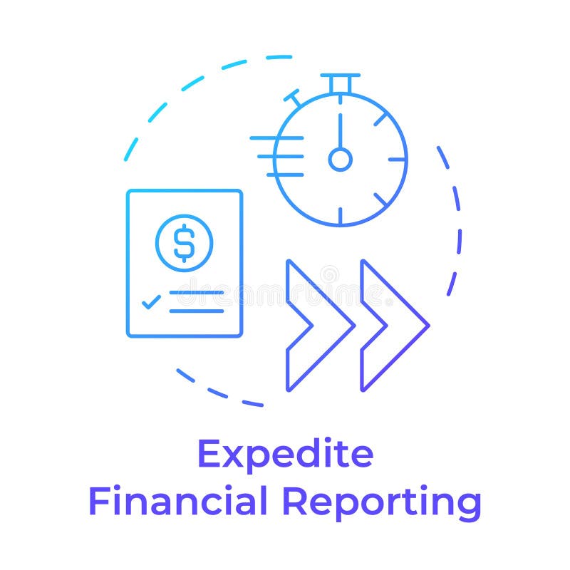 Expedite Financial Reporting Blue Gradient Concept Icon Stock ...