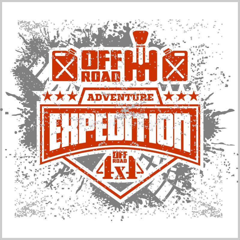 Expedition - Emblem with 4x4 Vehicle Off-road Design Elements Stock ...