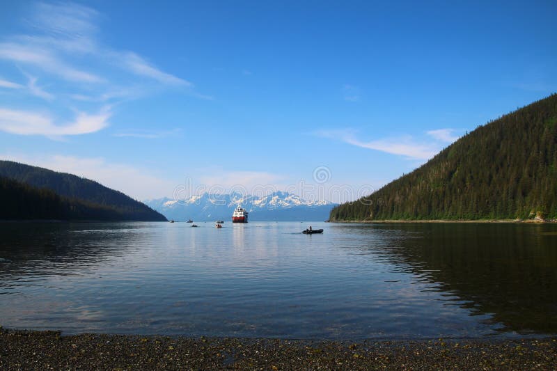 Expedition Ship in William Henry Bay in the US State of Alaska Stock ...