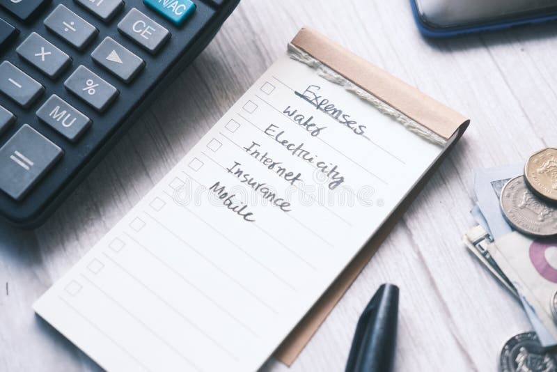 Expense Check Mark on a Check Box on a Paper Stock Photo - Image of ...