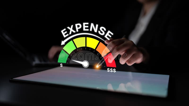 Expense Control Gauge Showing Low To High Spending Level Latch Stock ...