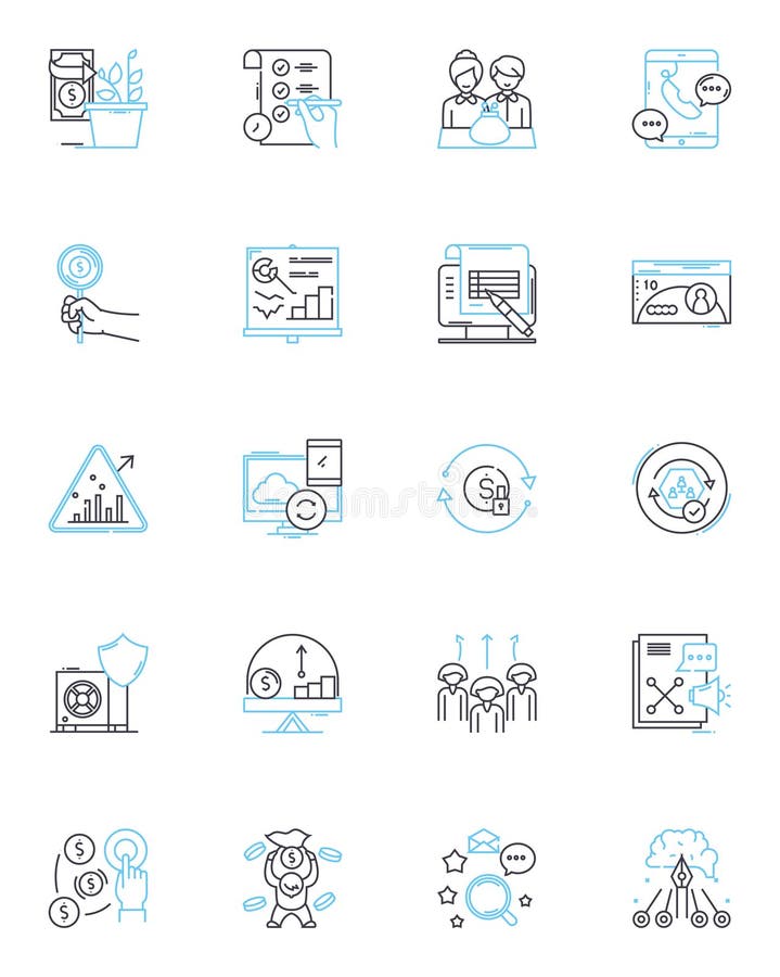 Expense Control Linear Icons Set. Budgeting, Tracking, Analysis, Cost ...