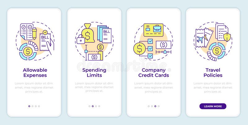 Expense Management Policy Onboarding Mobile App Screen Stock ...