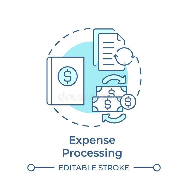 Expense Processing Soft Blue Concept Icon Stock Illustration ...