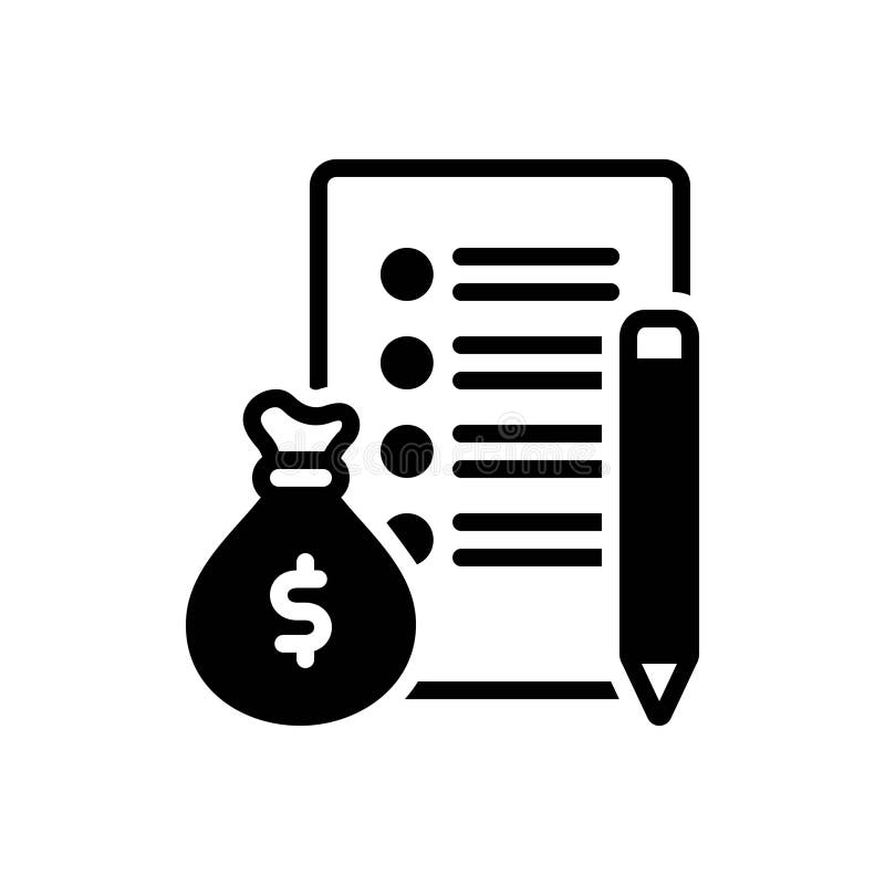 Black Solid Icon for Expenses, Report and Financial Stock Illustration ...