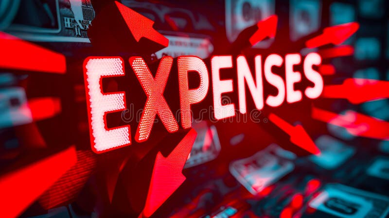 Expenses Text Prominently Featured in Bold White Font Against a Dynamic ...