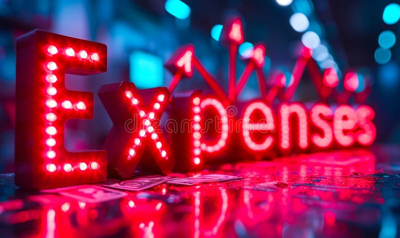 Expenses Text Prominently Featured in Bold White Font Against a Dynamic ...