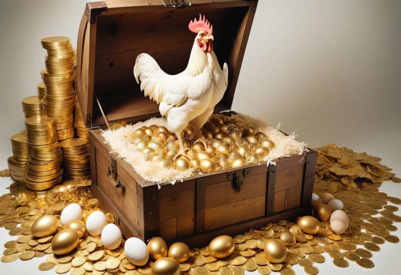 Expensive Chicken Eggs Concept in an Open Treasure Stock Illustration ...