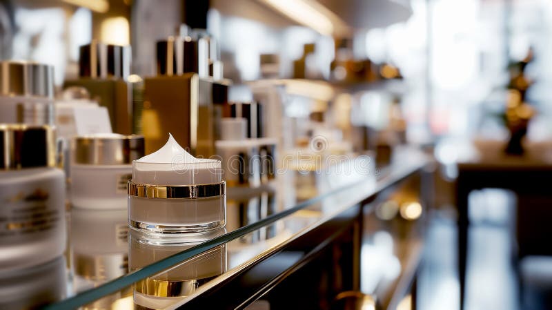 Expensive Cosmetics Display, Premium Cream in Focus Stock Illustration ...