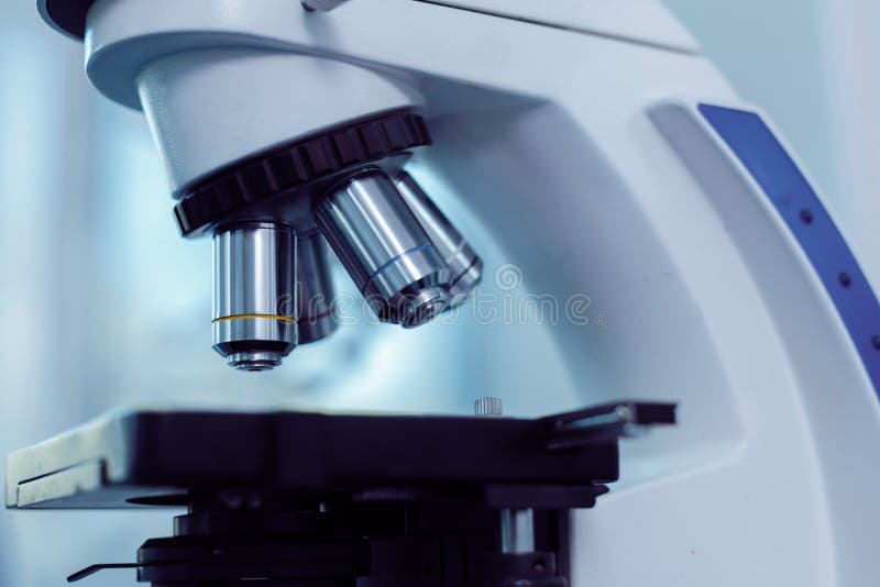 Close Up of a Professional Microscope Stock Image - Image of monitoring ...