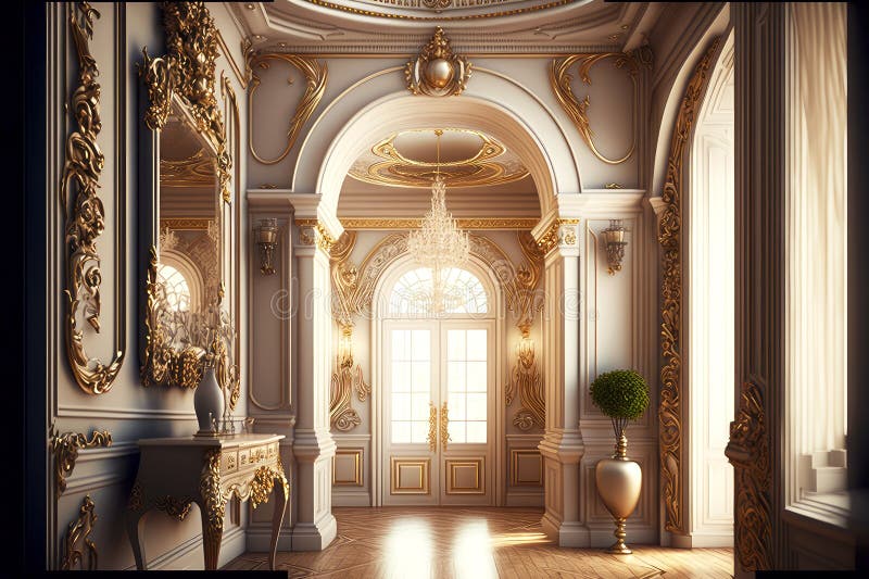 Expensive Luxury Home with Gold Trim in Baroque Interior Stock ...