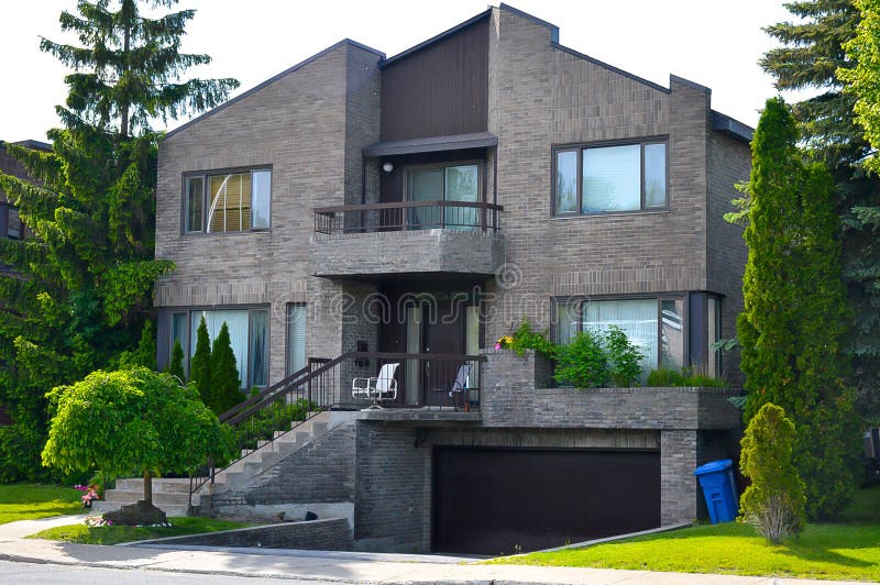 Expensive Modern House with Huge Windows in Montreal Stock Photo ...
